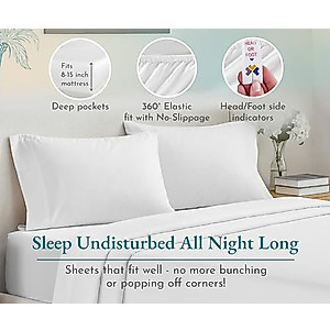 California Design Den 5 Piece Split King Size Sheet Set - 100% Cotton 500 Thread Count, Cooling Deep Pocket Bedding for Adjustable Bed, 2 Twin-XL Fitted Elastic Sheets & Pillowcases - Pure White