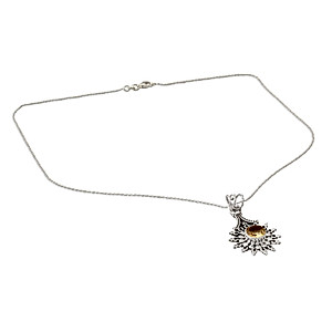 NOVICA Artisan Handmade Citrine Pendant Necklace .925 Sterling Silver Yellow India Birthstone 'Star of Jaipur'