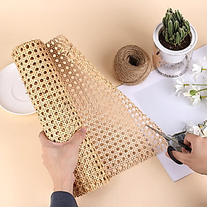 Cane Rattan Webbing Roll, 3.28ft x 15.8inch Woven Open Rattan Mesh Natural Rattan Webbing for Caning Projects Star Anise Wide Rattan for DIY Crafts Cabinet Chair Furniture