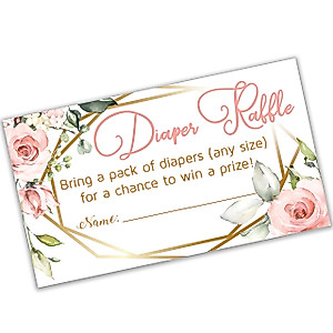 Pink Floral Baby Girl - Baby Shower Floral Diaper Raffle Tickets (50 Count) | Girl Baby Shower Game | Pink Flowers Diaper Raffle Tickets for Baby Shower | Fun Baby Shower Activities