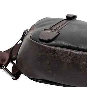 Hebetag Leather Sling Bag Crossbody Backpack for Men Women Outdoor Travel Camping Hiking Single Shoulder Chest Pack Casual Daypack