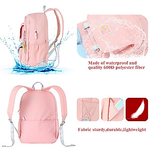 lovco Girls Backpack,Kids Backpack,Cute Backpacks for Girls,Elementary Preschool Kindergarten Supplies, for Children Aged 7-15 (Pink)