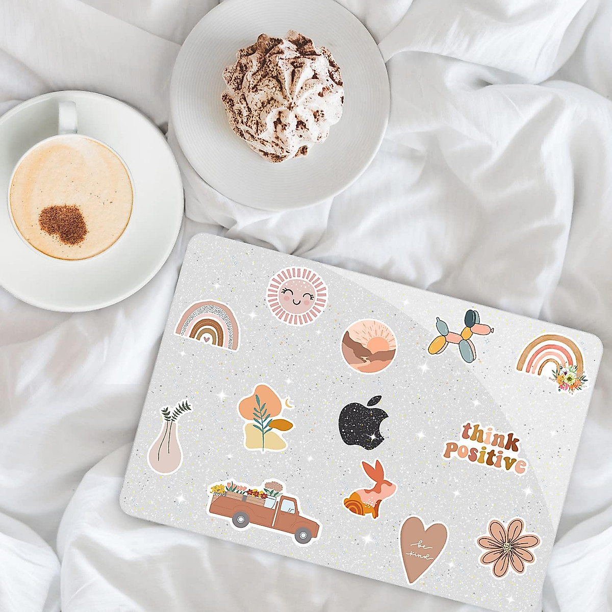 G JGOO Compatible with MacBook Air 13 Inch Case 2022 2021 2020 2019 2018 Release M1 A2337 A2179 A1932 Touch ID, Clear MacBook Air Case, Glitter Hard Shell Case + 2 Keyboard Cover + Screen Protector