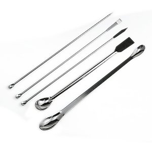 Meuey Lyot 1 Set Stainless Steel Micro Lab Sampling Scoop Spatulas Combination Reagent Spoon Laboratory Supplies (Pack of 5)