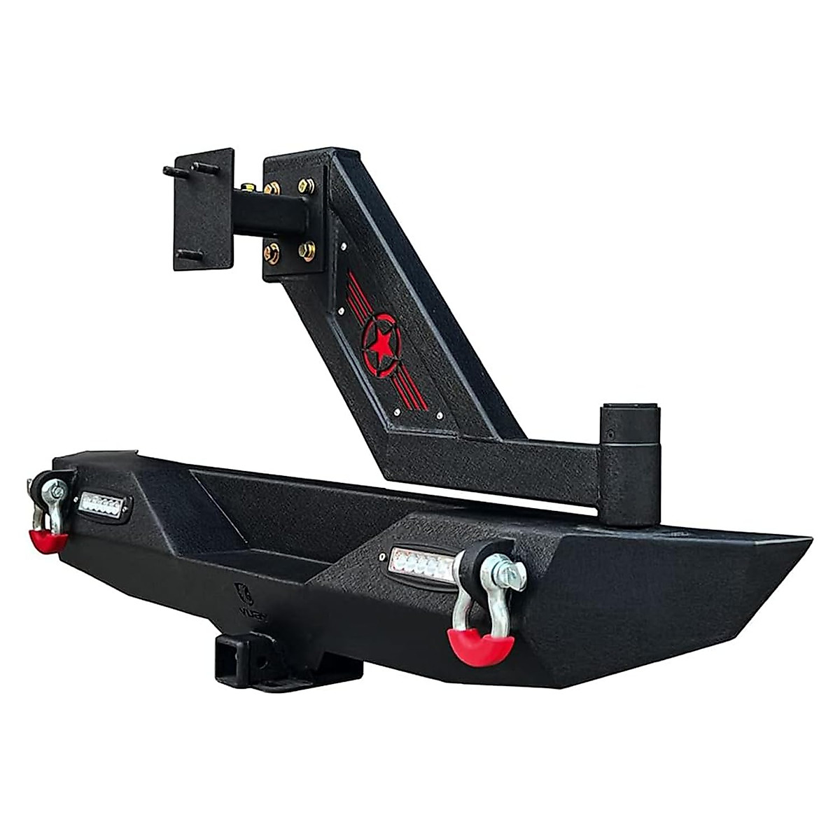 LUYWTE For 2007-2018 Wrangler JK Steel Rear Bumper With Tire Carrier&Lights&D-Rings（Not fit 2018 Wrangler JL）