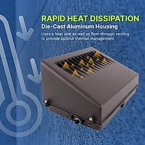 Konlite - 125W/105W/76W Full-Cutoff LED Wall Pack, Wall LED Lights, Wattage & CCT (50K/40K/30K) Selectable, LED Wall Light, Energy Efficient, Durable, Outdoor Commercial Wall Pack Light, 20,812LM