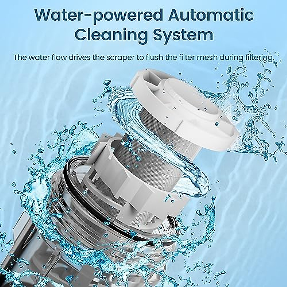 Vortopt Spin Down Sediment Water Filter,Automatic Flushing,Whole House Water Filter for Well Water,Protect Other Filter Systems and Appliances,40 Micron Flushable Prefilter Filtration, Q700