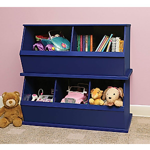 Stackable Wooden 2 Bin Open Storage Toy Organizing Cubby