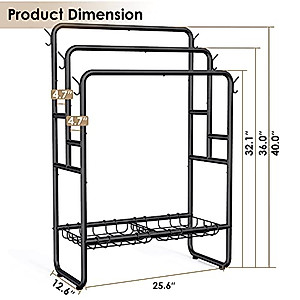 Kayfia 40" Tall Freestanding Towel Racks, 3 Tier Blanket Rack with 2 Removable Storage Baskets & 6 Hooks, Indoor Outdoor Floor Blanket Ladder Holder for Bedroom Bathroom Organizer (Metal Black)