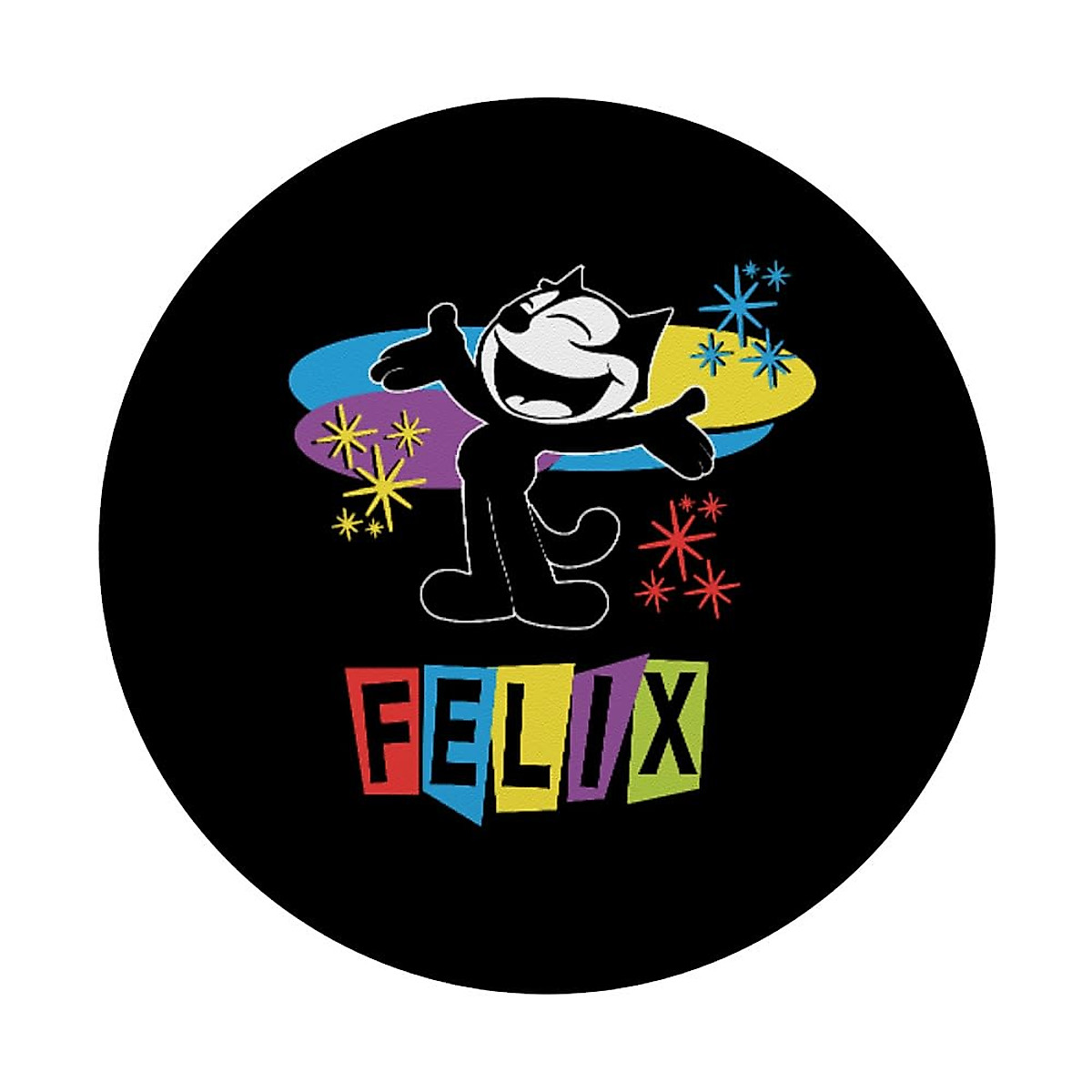 Felix Cat Comics Retro Futurist TV in Joyful Happy Design PopSockets Standard PopGrip