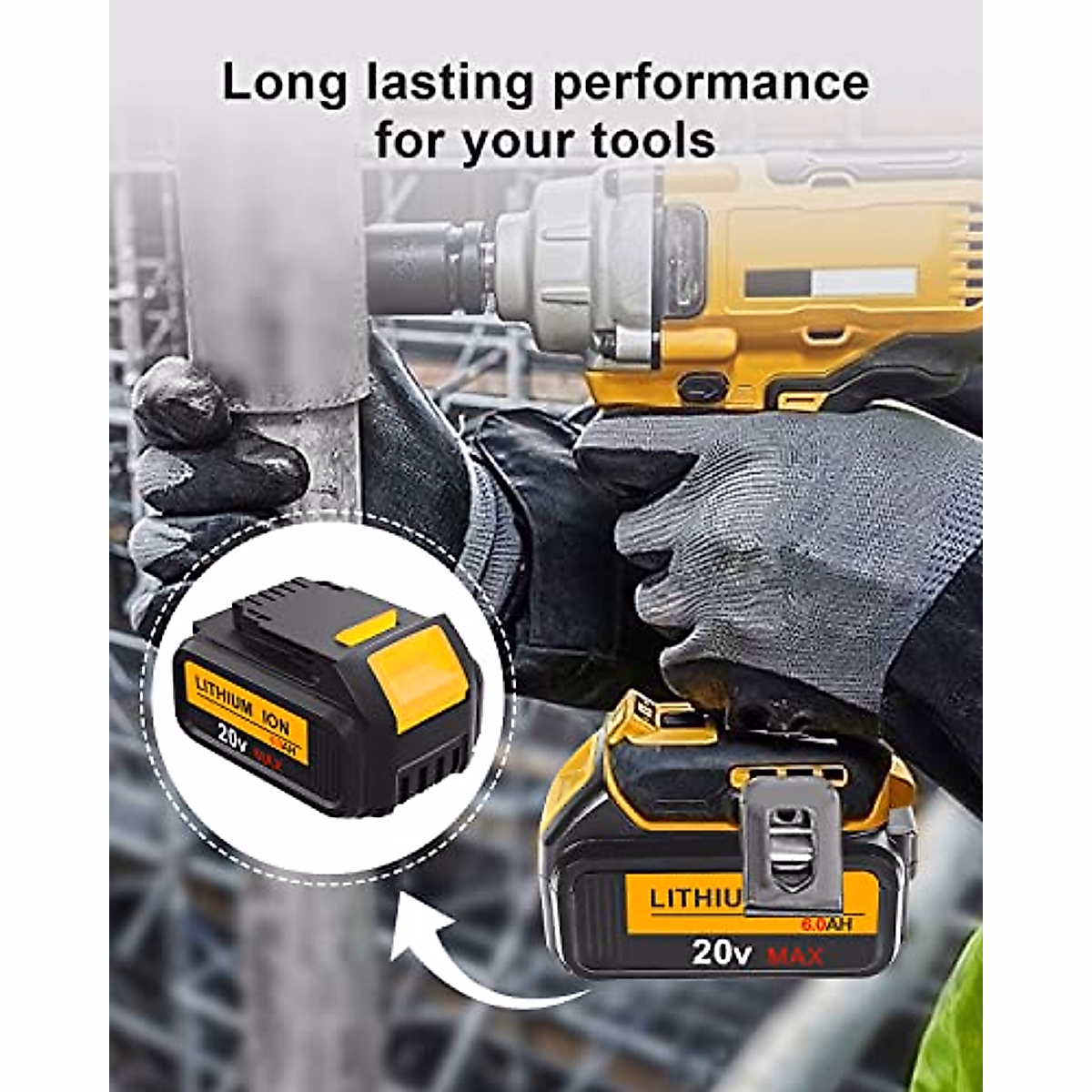 TeenPower Replacement for Dewalt 20V Battery 6000mAh 2/pk Compatible with Dewalt 20v max Battery DCB205 DCB206 DCB204 DCB200 DCB203 DCB201