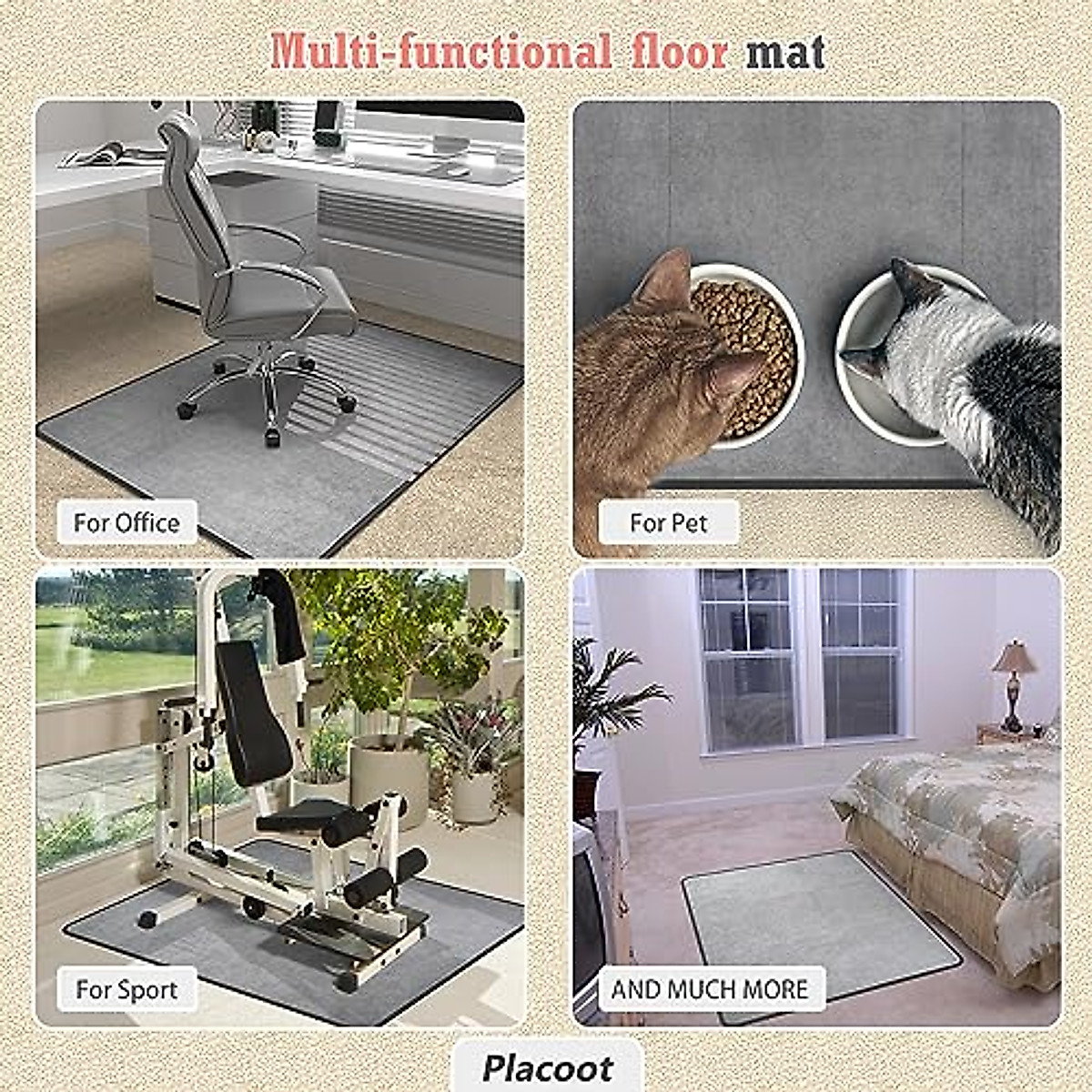 Heavy Duty Office Chair Mat for Carpet and Hardwood Floor Bohemian Desk Chair Mat Rug 36'' x 48'' Jacquard Woven Surface Floor mats for Office Home