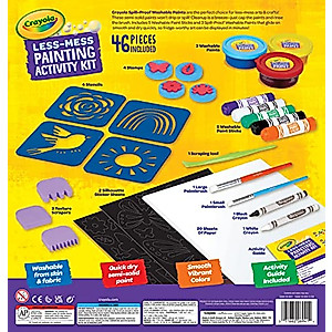 Crayola Less Mess Painting Activity Kit (46pcs), Kids Art Set, Washable Kids Paints, Gifts for Kids, Ages 4+
