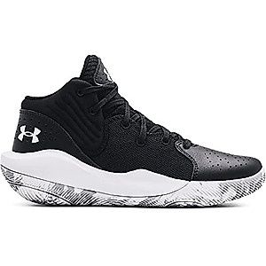 Under Armour Unisex Child Pre-School Jet '21 Basketball Shoe, Black/White, 2 Little Kid US
