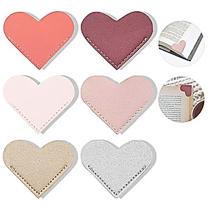 6 Pcs Leather Heart Bookmark, BetterJonny Corner Page Book Marks for Women, Kids, Book Accessories for Reading Lover Cute Handmade Book Reading Gift for Book Lovers