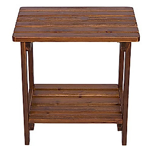 Shine Company 4114OA Providence Rectangular Adirondack Outdoor Side Table | Wood Accent Table for Indoor/Outdoor – Oak