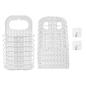 HOME-X Collapsible Laundry Hamper, Plastic Clothes Hamper and Collapsible Laundry Basket, Convenient Hanging Laundry Hamper, 18" L x 10 ½” W x 6 ½” H, White