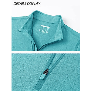 TACVASEN 1/4 Zip Tops for Women UPF 50+ Shirts Sun Protection Long Sleeve Breathable Workout Shirt, Light Green, L