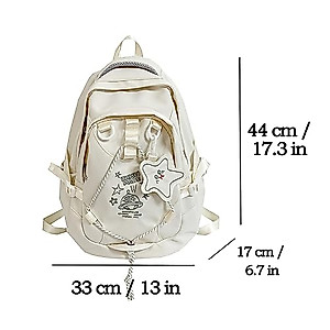 ASNAT Kawaii Backpack with Cute Star Pendant Large Capacity Bag for Women