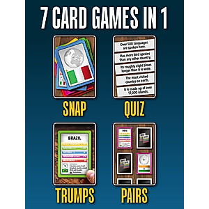 Smart Cards Countries, 7-Games-in-1 (Trumps, Pairs, Guess Who, Happy Families, Rummy, and More)