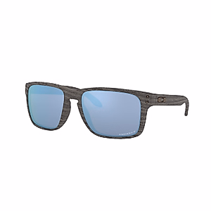 Oakley Men's OO9417 Holbrook XL Square Sunglasses, Woodgrain/Prizm Deep Water Polarized, 59 mm