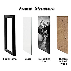 Framenow 8.5x11 Picture Frames 3 pack,Horizontal or Vertical Display,To Wall and Tabletop Mounting,Made of Real High Definition Synthetic Glass and Solid Frame to Display Certificate or Pictures 8.5x11, black. Hanging Hardware Included!