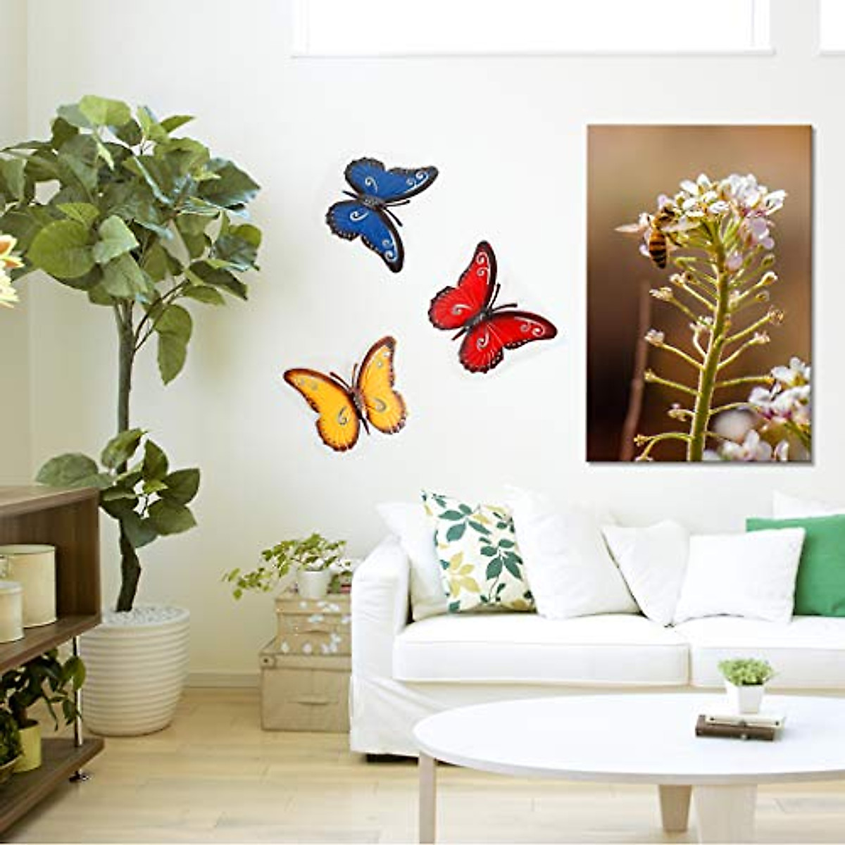 MDLUU 3 Pcs Butterfly Wall Art, 3D Butterfly Metal Wall Sculpture, Indoor Outdoor Hanging Decor for Home, Restaurant, Garden, Yard