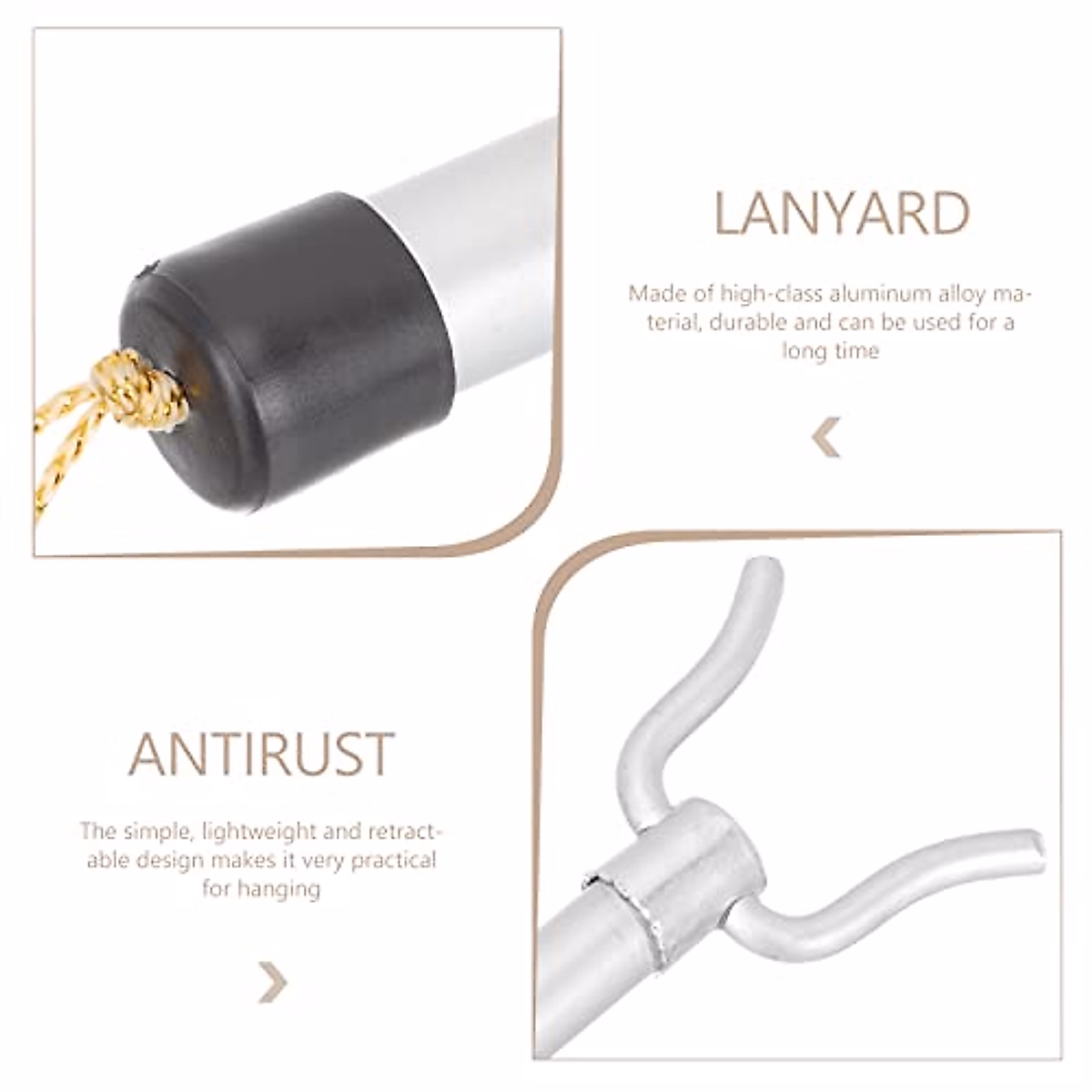 DECHOUS Outdoor Curtains 2pcs Adjustable Hanger Retriever Clothes Drying Pole Garment Reaching Hook Dressing Stick Retractable Rods (As Shown) Toilet Paper Holder