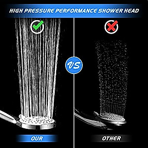 High Pressure Shower Head, Welan Shower Head with Handheld, 3 Spray Modes Shower Heads Set with Anti-clog Hose, Rain Showerhead Combo Shower Heads for Bathing Cleaning, Chrome