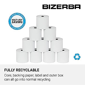 Bizerba Receipt Rolls 2.8" (70mm) Thermal Receipt Paper Rolls, 1.6" (40mm) Core. Pack of 30 Thermal Paper Rolls for Weighing Machines with Thermal Label Printer