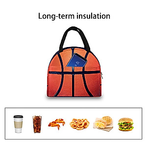 Basketball Lunch Bag Box, Sports Ball Lunch Box Insulated Cooler Bag Tote Bag Lunch Holder Handbag Organizer Lunchbox for Women Men Outdoor Picnic Beach Work School