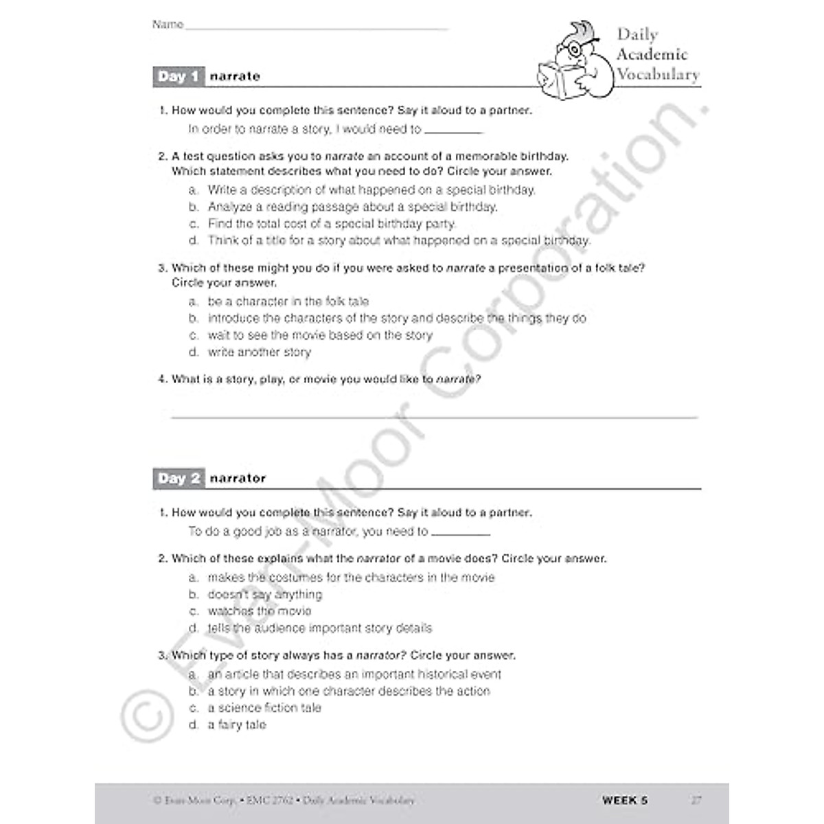 Evan-Moor Daily Academic Vocabulary, Grade 6, Teachers Edition