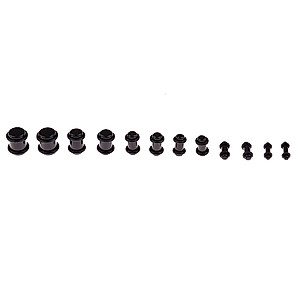 50 Pieces Ear Stretching Kit 14G-00G by JieyueJewelry - Acrylic Tapers and Plugs + Silicone Tunnels - Ear Gauges Expander Set Body Jewelry (Black)