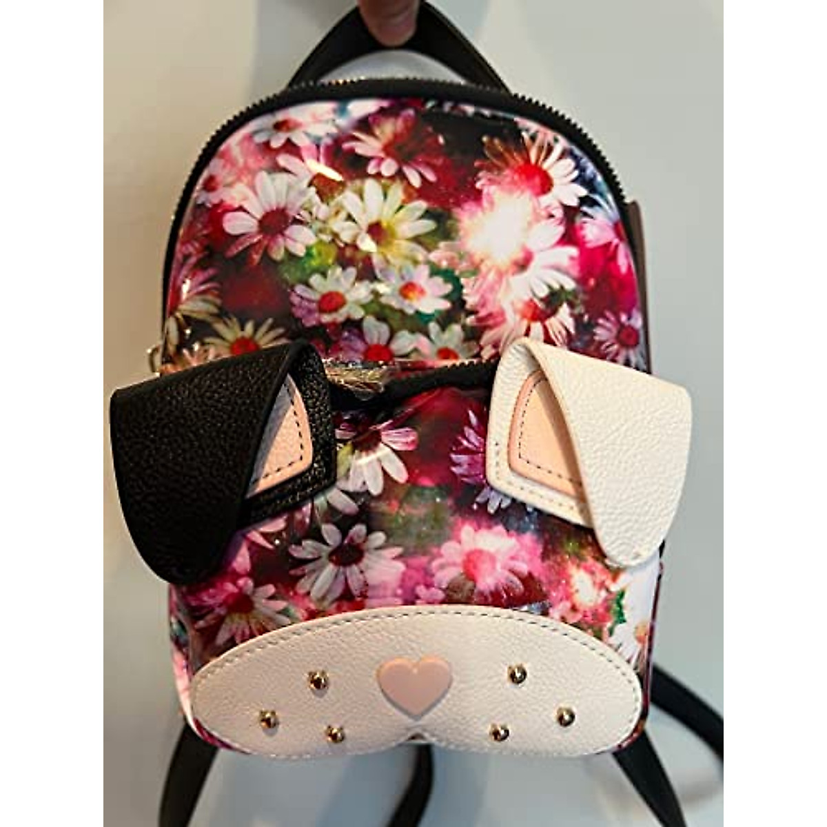 Betsey Johnson Kitsch Mini Pastel Backpack Floral Pug Puppy Dog Design Great Gift Idea Women's Fashion Bag Tote Handbag Purse