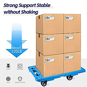 KURPHOYIN Furniture Moving Dolly with Wheels Heavy Duty Small Portable Floor Cart Interlocking Design Free Combination 2 Packs (Blue)