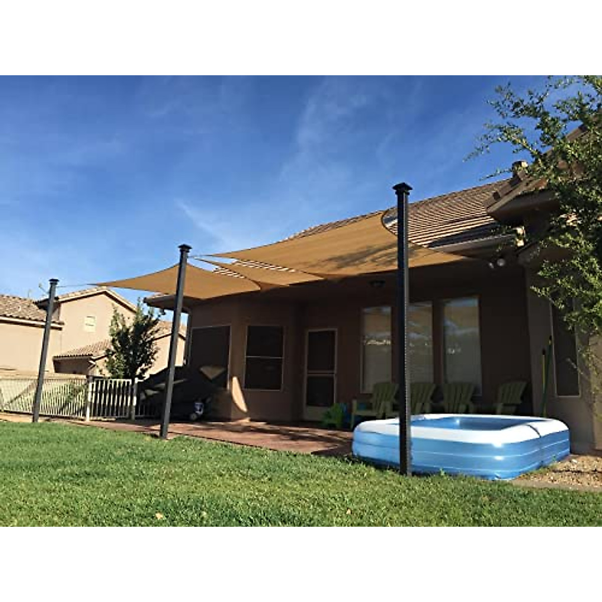 TooTaci Sun Shade Sail Hardware Kit with Chains 1M× 4pcs,Heavy Duty Shade Sail Hardware Kit Rectangle 6 inch with Stainless Steel Hanging Chains 1/8 for Sun Sail Installation,Outdoor Canopy,Pergola