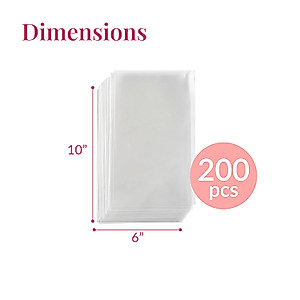 Prestee 200 Pack Clear Plastic Cellophane Bags Goodie Bags 6X10 With 4inches Twist Ties Candy Bags Cookie Bags Treat Bags Clear Gift Bags Cellophane Treat Bags 6x10 Inch (Pack of 200)