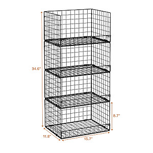 Yociyoga 4-Tier Stackable Closet Organizers and Storage Shelves, Closet Shelf Organizer Basket Bins, Foldable Sweater Storage for Closet Organizer System, Black