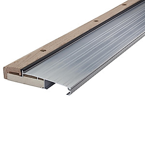 M-D Building Products 78618 5-5/8 in. x 1-1/8 in. x 73 in. Silver Adjustable Aluminum & Hardwood Threshold Kit - Versatile Solution for French and Exterior Doors