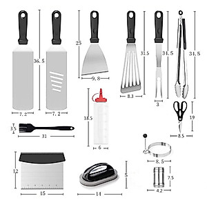 CYXI 19 pcs Grilling and Camping Cooking Utensils Set,Portable Grilling Utensil Kit,Stainless Steel Grilling Kit,for Travel, Picnics, RVs, Camping, BBQs, Parties