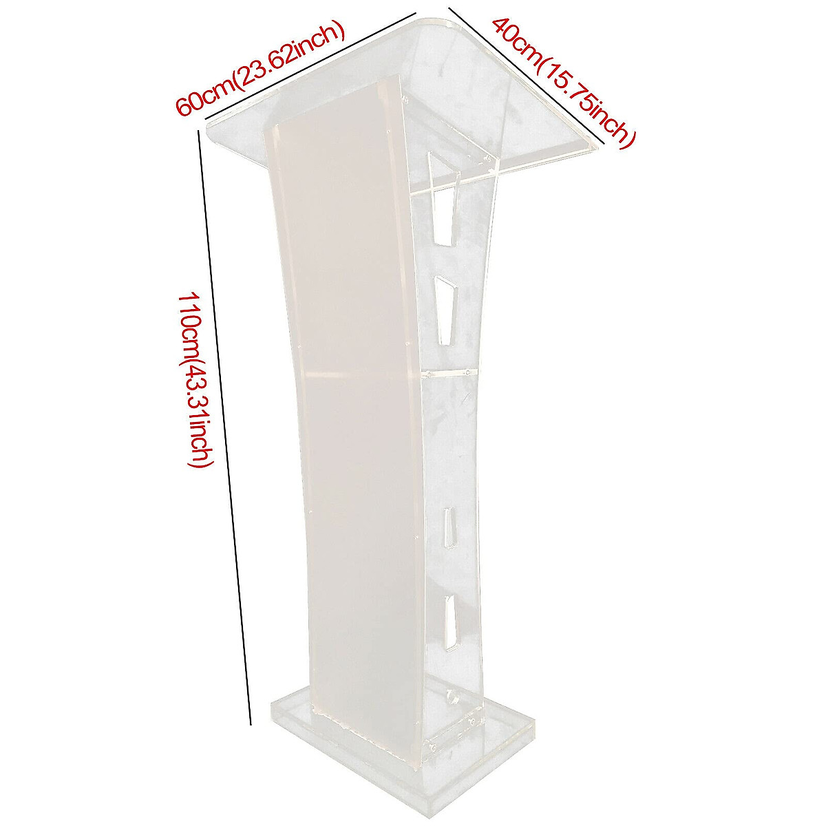 CNCEST Acrylic Podium Pulpit Plexiglass Transparent Stand Lectern 110cm for Conference (23.62x15.75x43.31 Inch), Clear