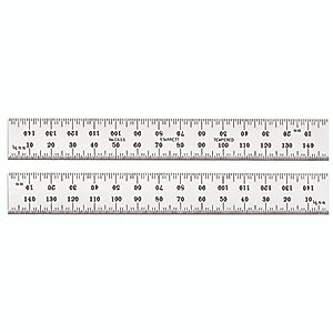 Starrett Spring Tempered Steel Rule with Satin Chrome Finish, Quick Reading and Millimeter Graduations - 150mm Length, 35 Graduation Type, 1.2mm Thickness - C635-150