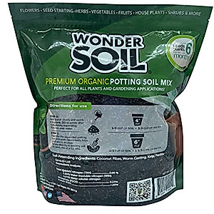 WONDER SOIL Organic Potting Soil | Ready to Plant Coco Coir Fully Loaded with Nutrients | 3 LBS Bag Expands to 12 Quarts of Indoor Outdoor Soil for Gardens & Plants | Incl Worm Castings, Perlite