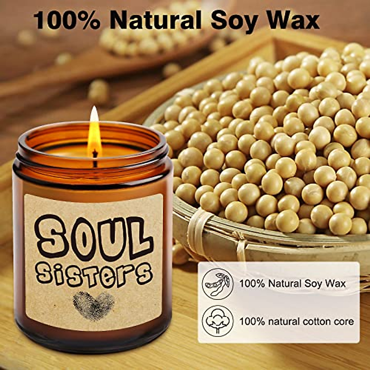 Birthday Gifts for Women, Valentines Day Gifts for Her for Women, Scented Candles for Best Friends, Gifts for Soul Sisters Friends, HBESTIE Unique Friendship Gifts for Bestie, Sister Gift