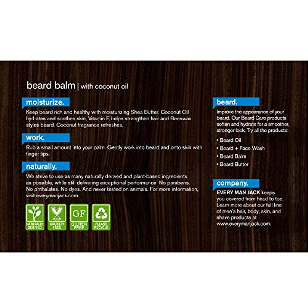 Every Man Jack Beard Balm - Subtle Coconut Fragrance - Moisturizes, Protects, and Strengthens Your Beard - Naturally Derived with Shea Butter, Coconut Oil, and Beeswax - 2.0-ounce