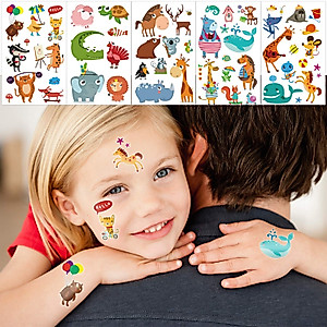 Konsait 24 Sheets Animal Temporary Tattoos for Kids(230+pcs), Zoo Jungle Sea Animal Fake Tattoos Waterproof Tattoo Sticker Decor for Children Boys Girls Animal Birthday Party Favor Gift Bags Filler