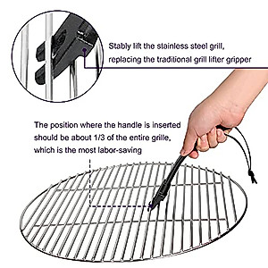 FIRELOOP Grill Grate Lifter Grill Cast Iron Cooking Grid Lifter,Big Green Egg Cast Iron Cooking Grate Handling Lifter Accessories for Moving Cast Iron and Stainless Steel Grilling Nets