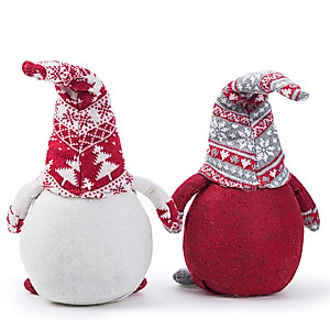 Ogrmar Set of 2 Handmade Christmas Gnomes Plush Swedish Tomte Santa Figurine Christmas Scandinavian Tomte Elf Decoration Ornaments for Xmas Home Decor