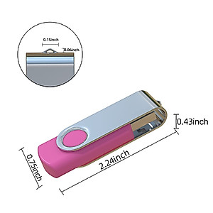 BHMUHIEK USB Flash Drive 2.0 Thumb Drive Jump Drive Pen Drive Bulk Memory Sticks Zip Drives Swivel with Led Light Keychain Design Yellow/Red/Blue/Green/Black (32G-10PCS, 10PCS)