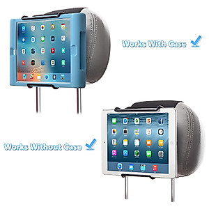 WANPOOL Universal Car Headrest Mount Holder with Angle-Adjustable Clamp - for Use with iPads, Galaxy Tablets and More